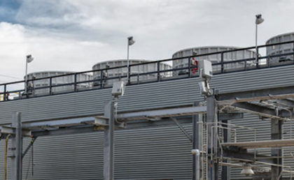 open cooling water system treated chemical free by Merus Ring